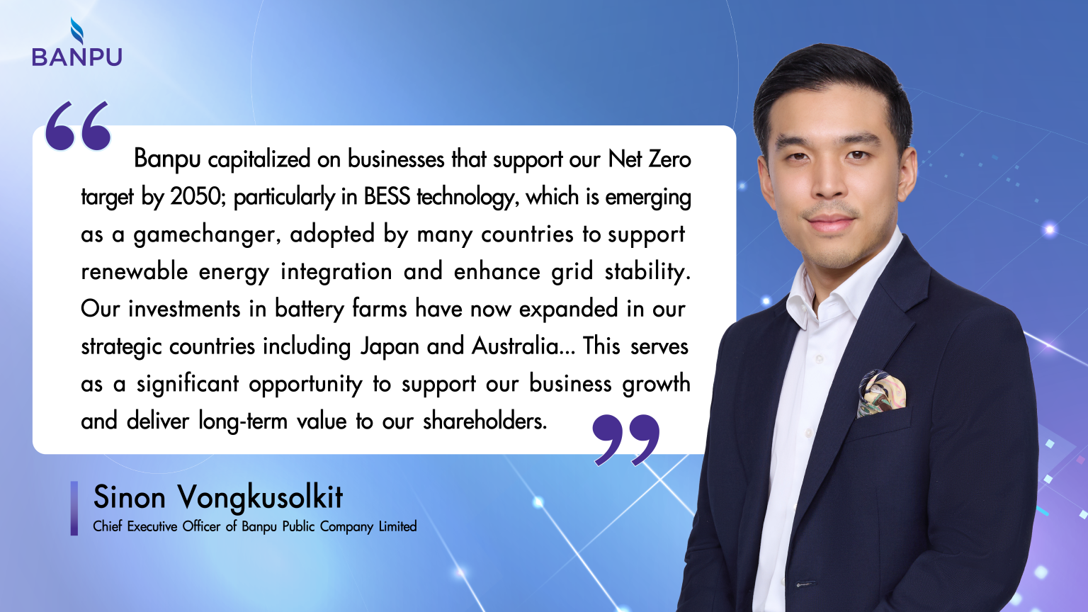 Banpu Envisions Toward “Reliable and Clean” Energy Future, Boosting Up BESS in Strategic Markets ...